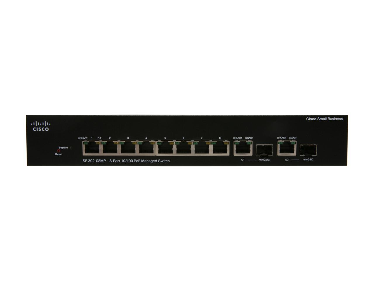 Cisco SF302-08MP (SRW208MP-K9-NA) 8-port 10/100 Max PoE Managed Switch ...