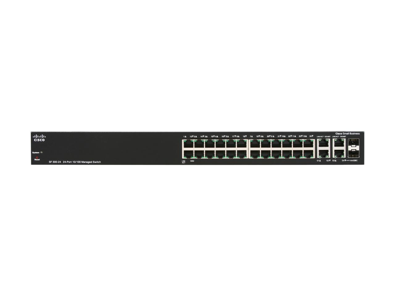 Cisco SF300-24 (SRW224G4-K9-NA) 24-port 10/100 Managed Switch with ...