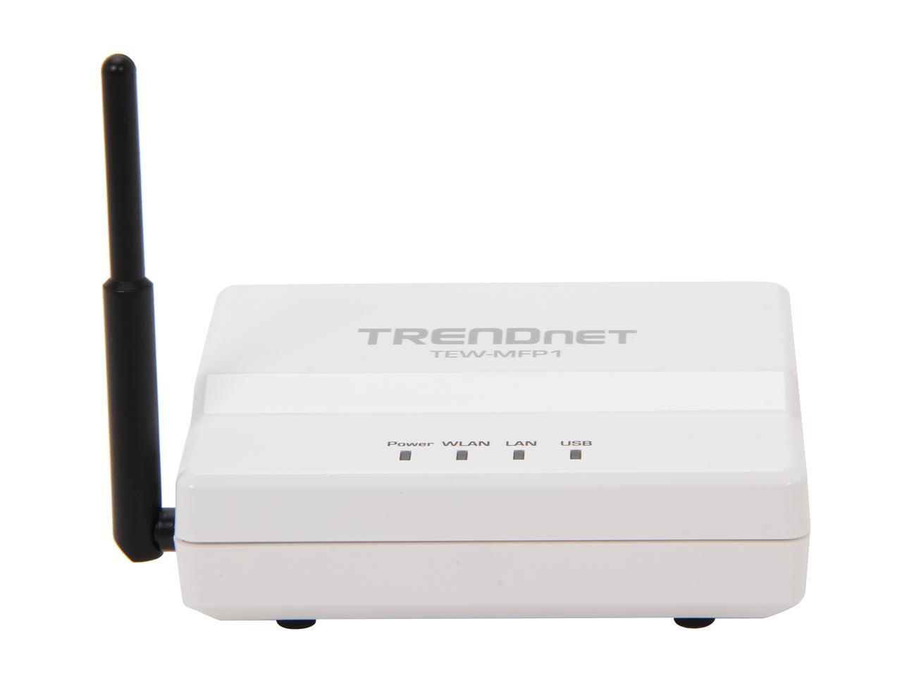 TRENDnet TEW-MFP1 1-Port Wireless N Multi-Function Print Server 802.11b ...