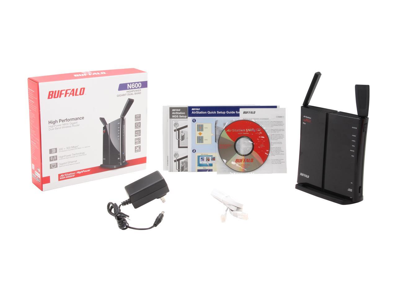 BUFFALO WZR-600DHP AirStation HighPower N600 Gigabit Dual Band Wireless ...