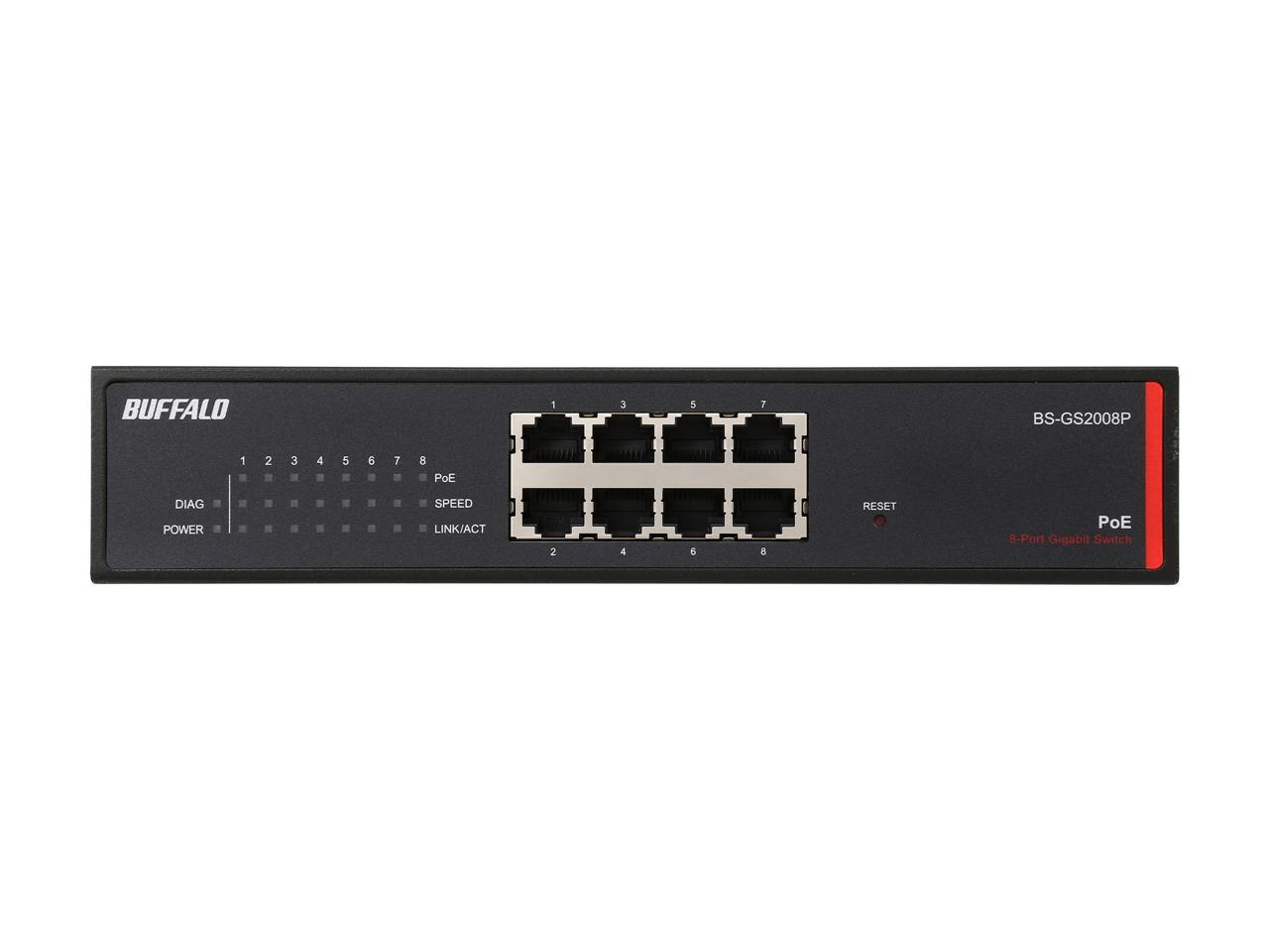Buffalo BS-GS2008P 8-Port Gigabit Green Ethernet PoE Web Smart Switch ...