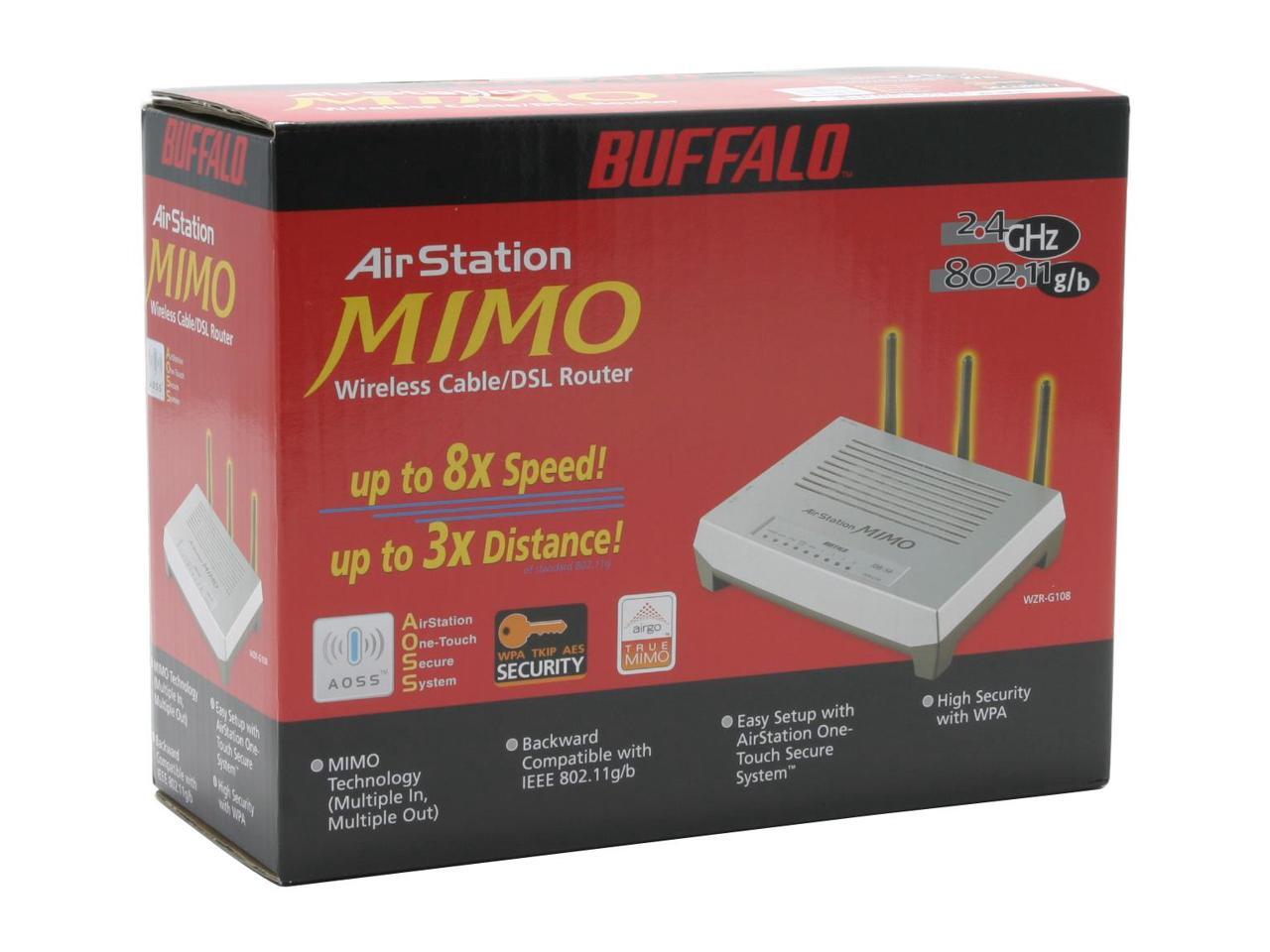 BUFFALO WZR-G108 IEEE 802.3/3u, IEEE 802.11b/g AirStation MIMO Wireless ...