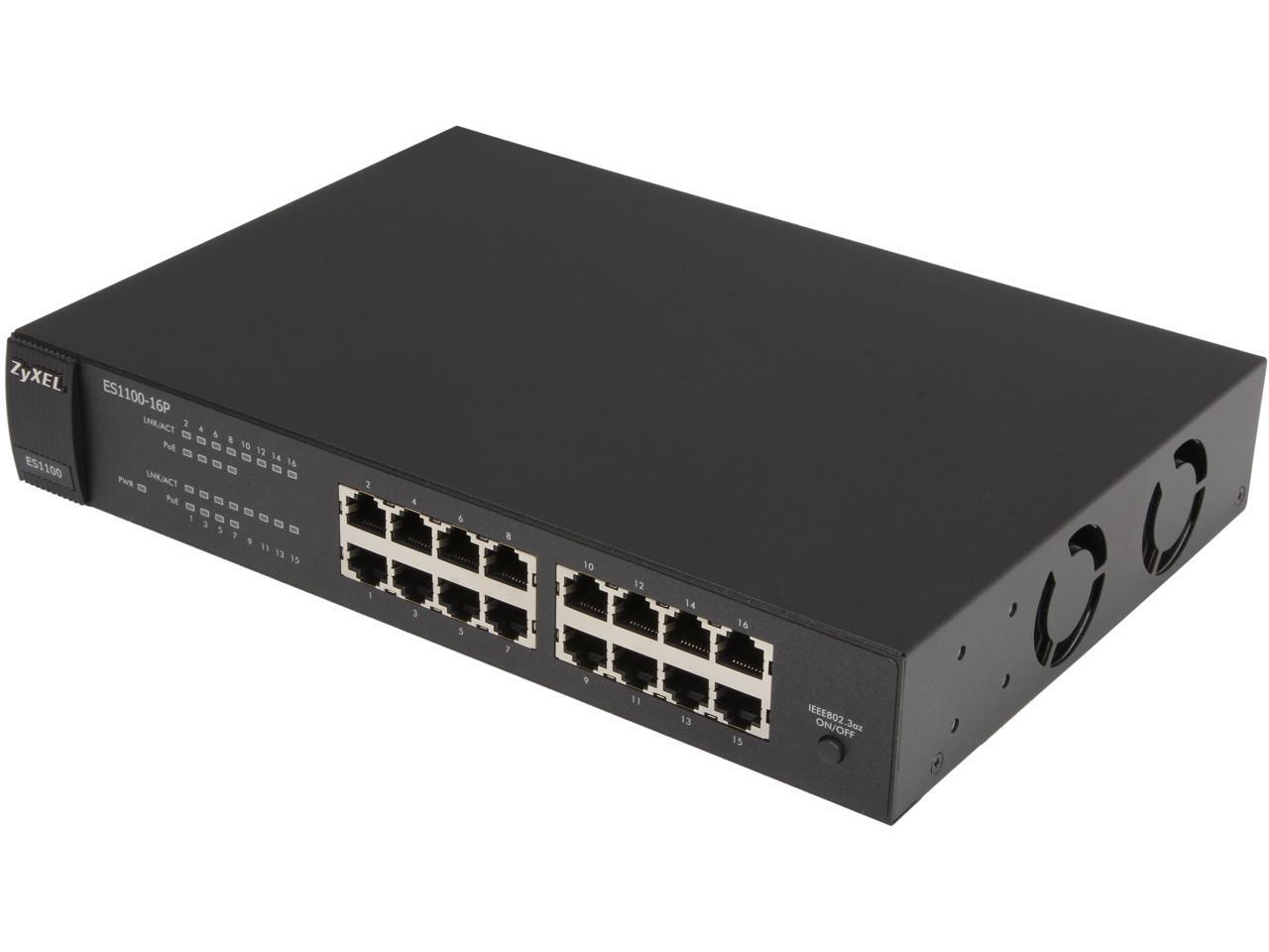 Open Box: ZyXEL ES1100-16P 16-port PoE Switch - Newegg.com