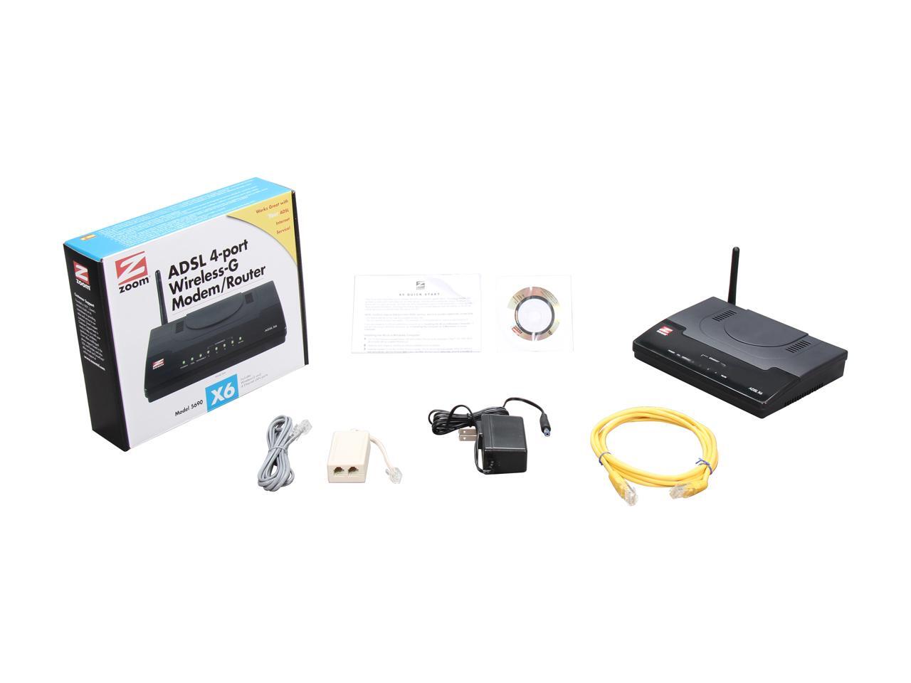 Zoom 5690-00-00AG X6 ADSL 2/2+ Modem w/ Wireless and Broadcom Chipset ...