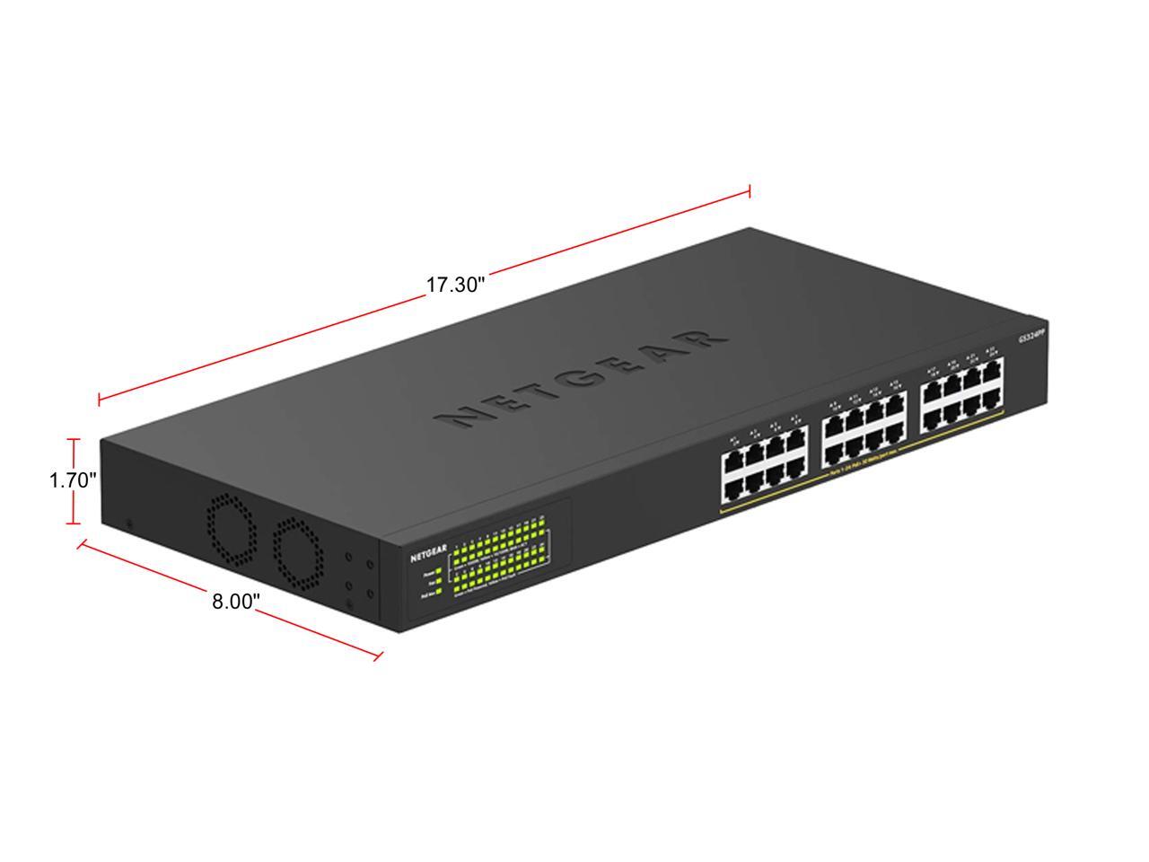NETGEAR 24-port Gigabit Ethernet Unmanaged PoE+ Switch with 380W PoE ...