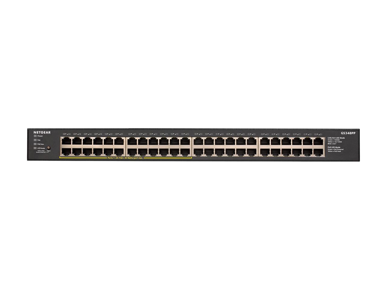 NETGEAR 48-port Gigabit Ethernet Unmanaged PoE+ Switch with 24-Ports ...