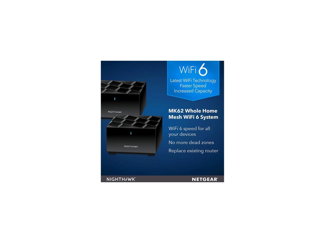 Netgear Nighthawk Whole Home Mesh WiFi 6 System (MK62) - AX1800 Router ...