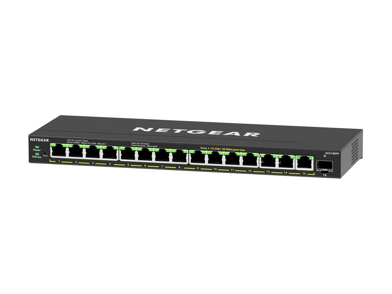 NETGEAR 16-Port High-Power PoE+ Gigabit Ethernet Plus Switch (231W ...