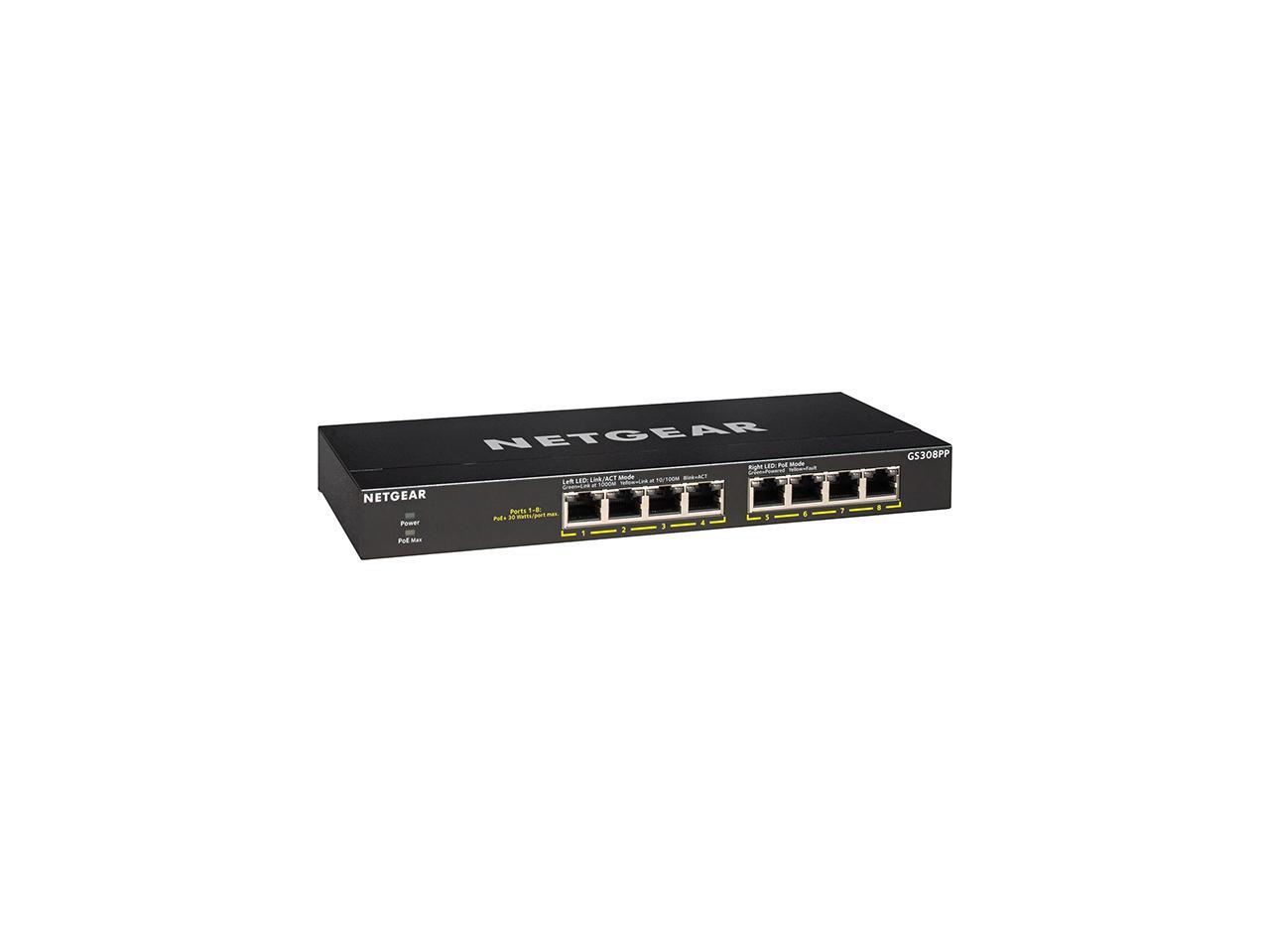 NETGEAR GS308PP-100AJS 8-Port Gigabit Ethernet SOHO PoE+ Unmanaged ...