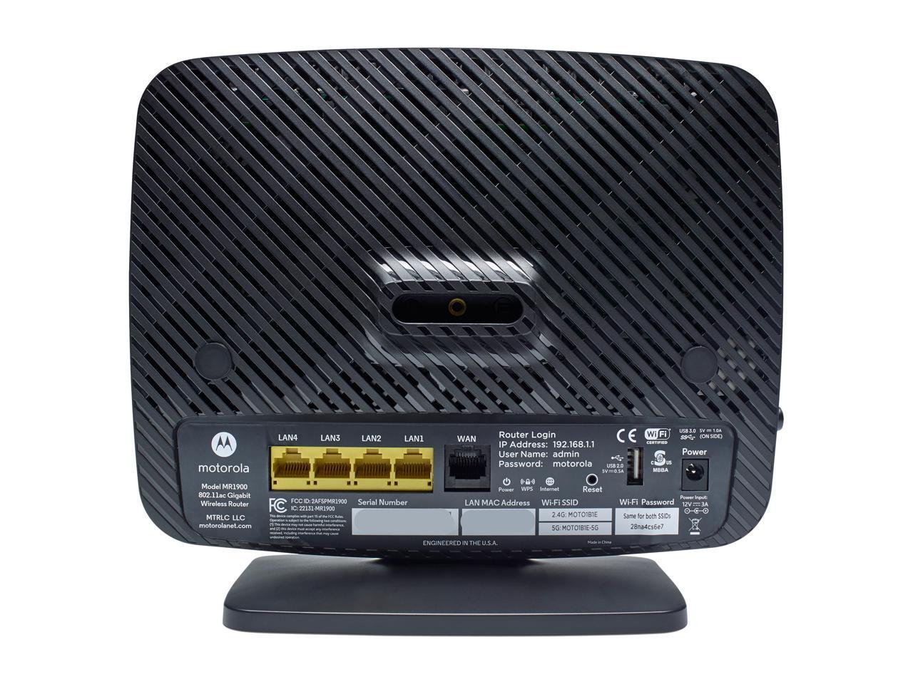 Motorola AC1900 Smart Wi-Fi Router with Power Boost, US Plug (MR1900-10 ...