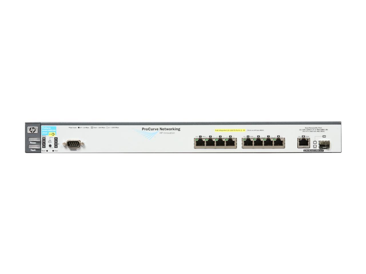 HP J8762A 10/100Mbps Ports + 1000Mbps Uplinks ProCurve Switch 2600-8 ...