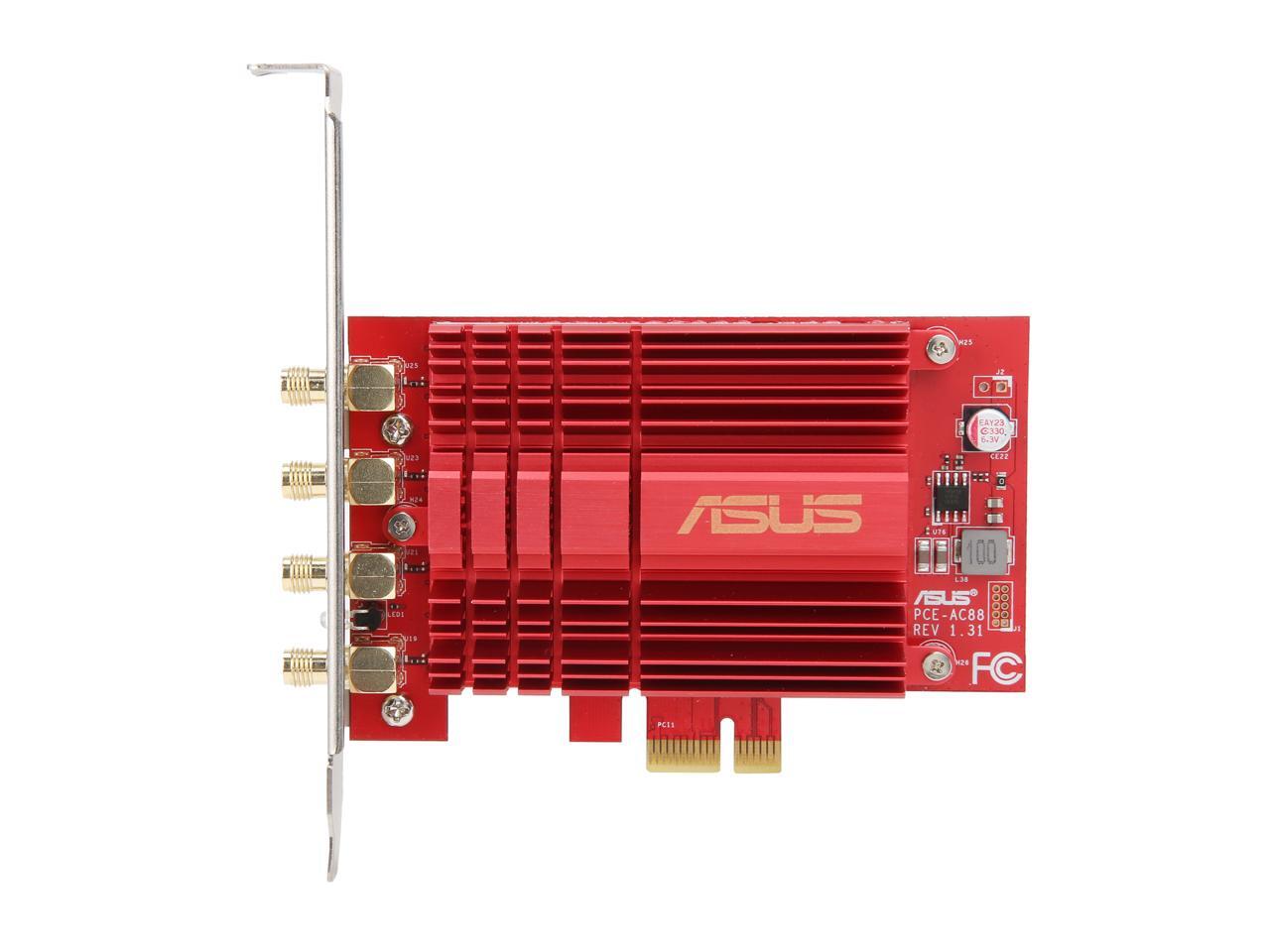 Refurbished: ASUS PCE-AC88 AC3100 Dual Band PCIe Wi-Fi Adapter with ...