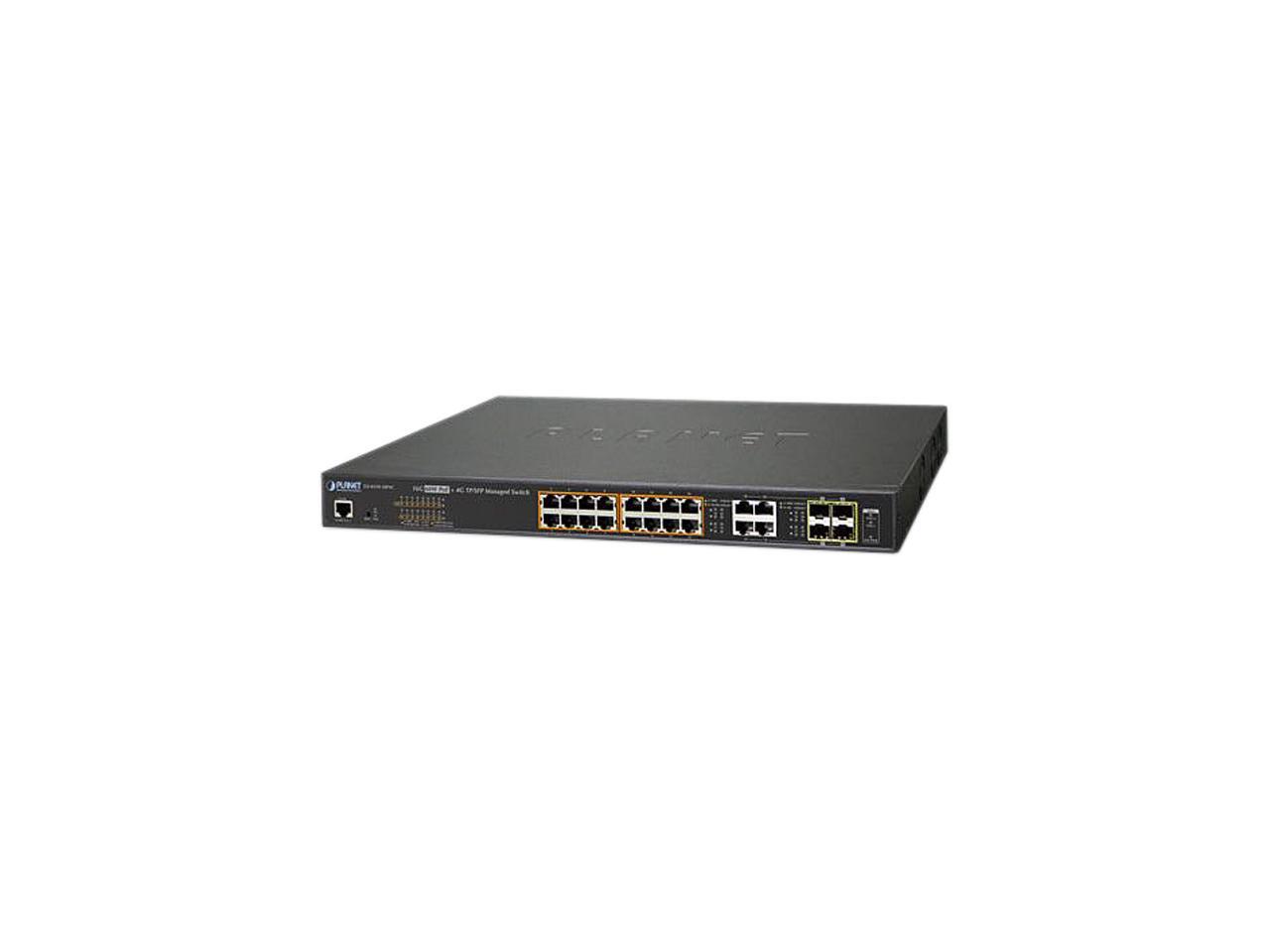 Planet GS-4210-16P4C 16-Port 10/100/1000T 802.3at PoE + 4-Port Gigabit ...