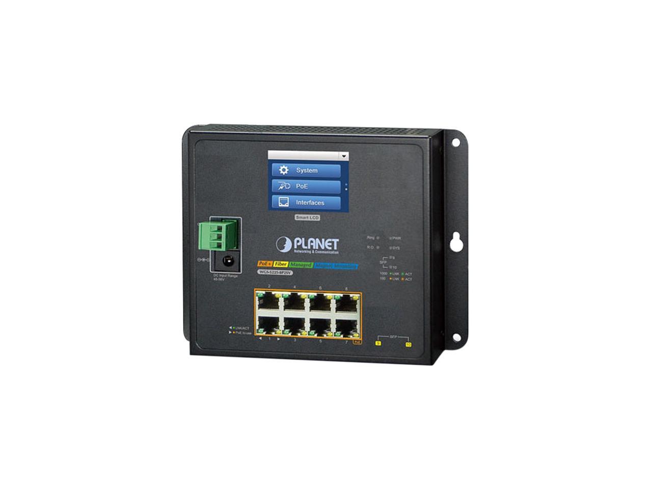 PLANET WGS-5225-8P2SV Industrial L2+ 8-Port 10/100/1000T 802.3at PoE ...