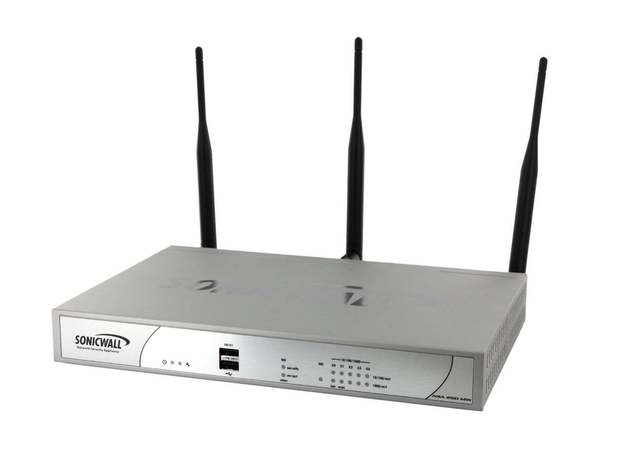 SonicWall 01-SSC-4953 VPN Wired + Wireless NSA 250M Wireless-N Firewall ...