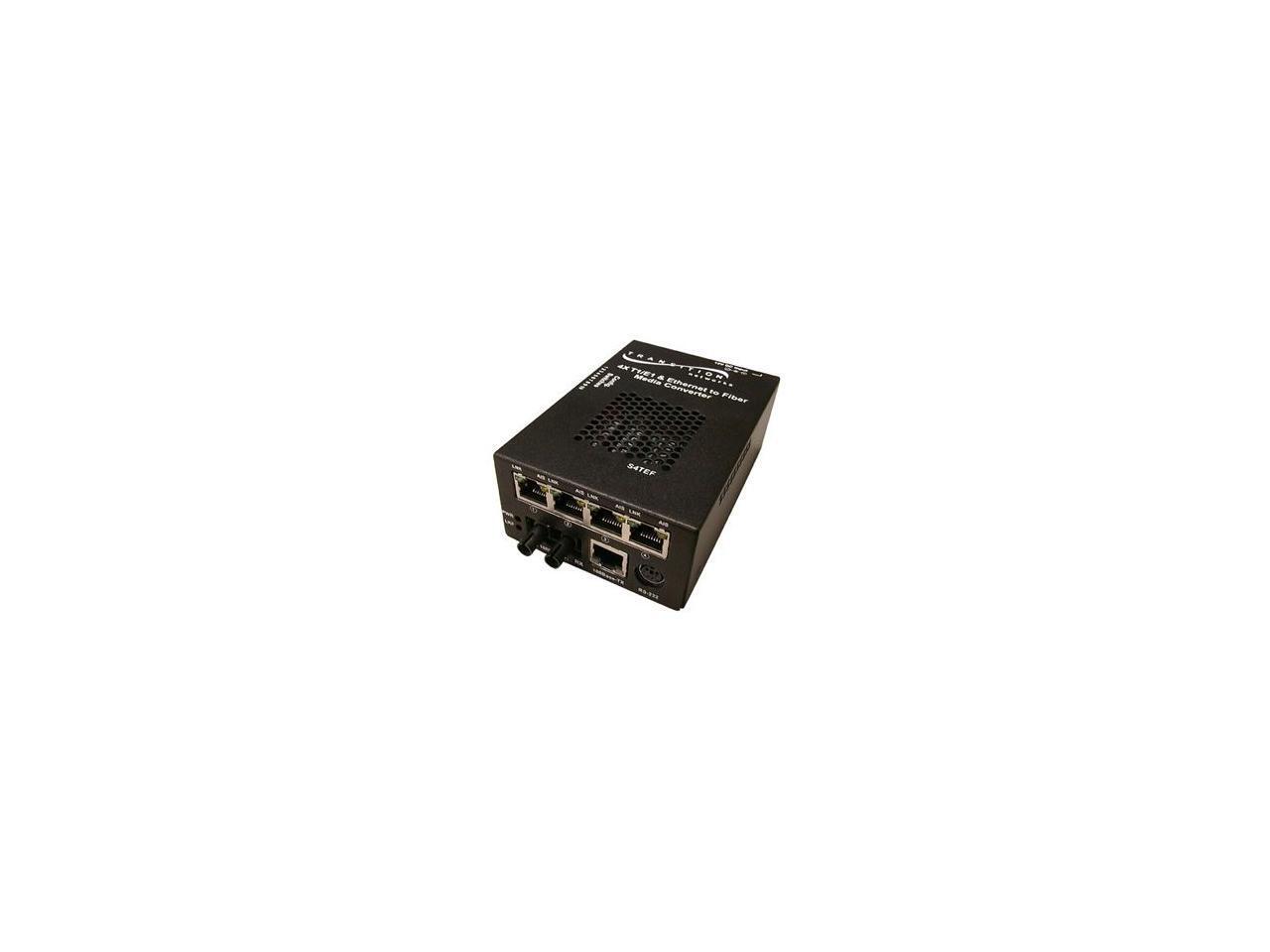 Transition Networks 4X T1/E1/J1 + Ethernet to Fiber Stand-Alone Media Converter - Newegg.com