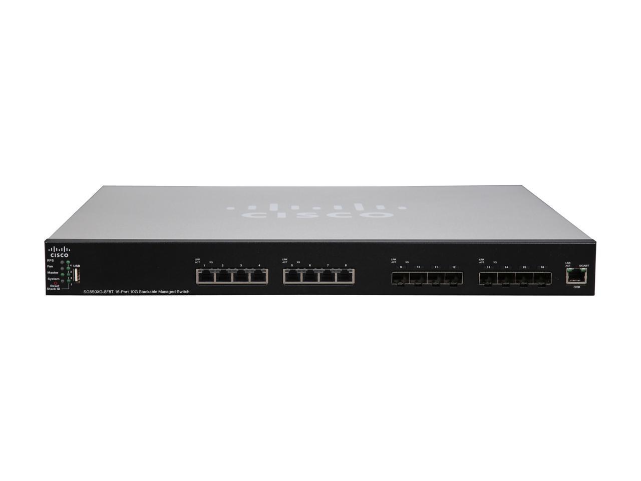 Cisco SMB SG550XG-8F8T-K9 8 Port Stackable Managed Ethernet Switch 10 ...