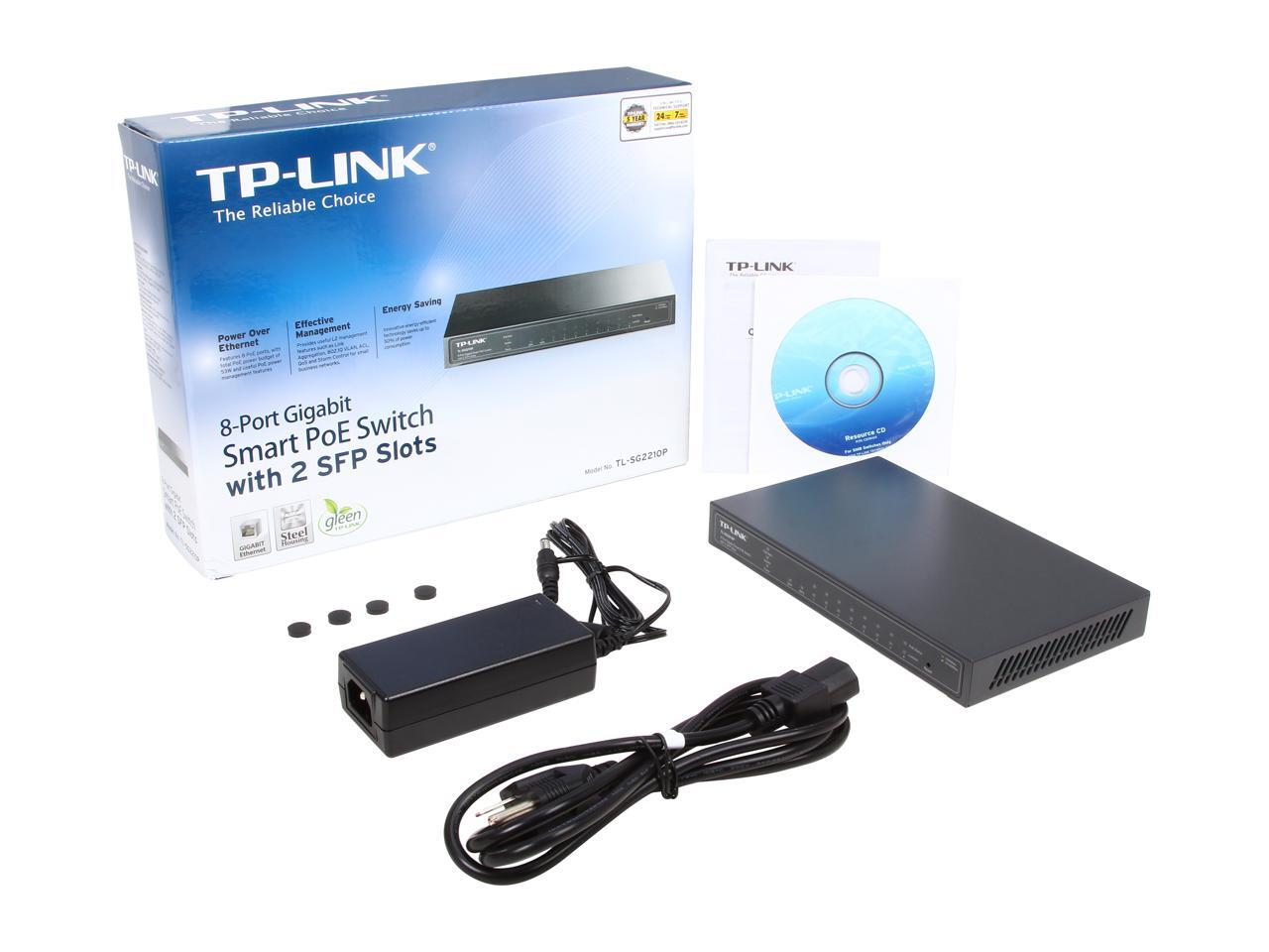 TP-Link TL-SG2210P 8-Port Gigabit Smart PoE Switch with 2 SFP Slots ...