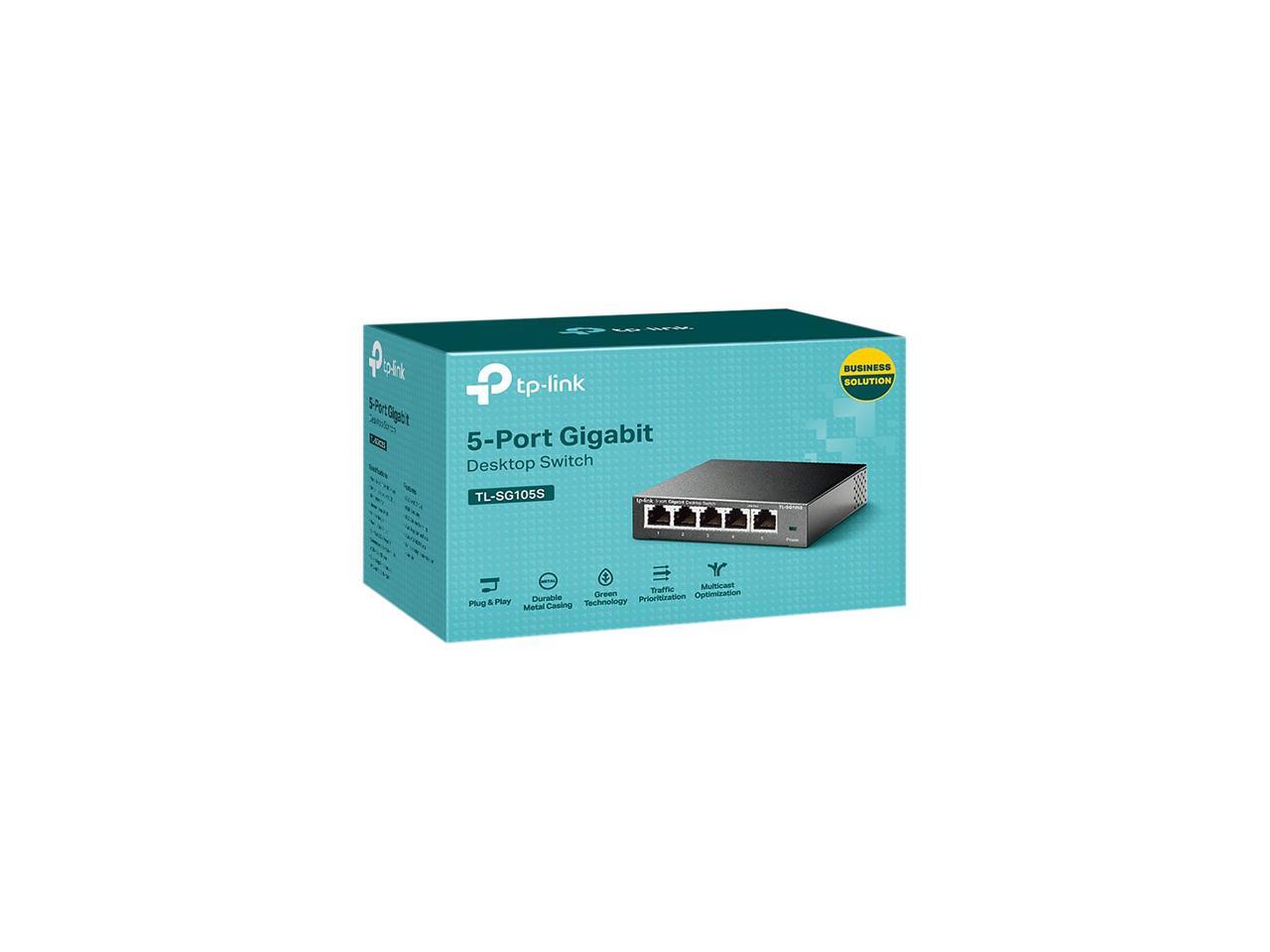 TP-Link TL-SG105S | 5 Port Gigabit Ethernet Switch | Desktop/Wall-Mount ...