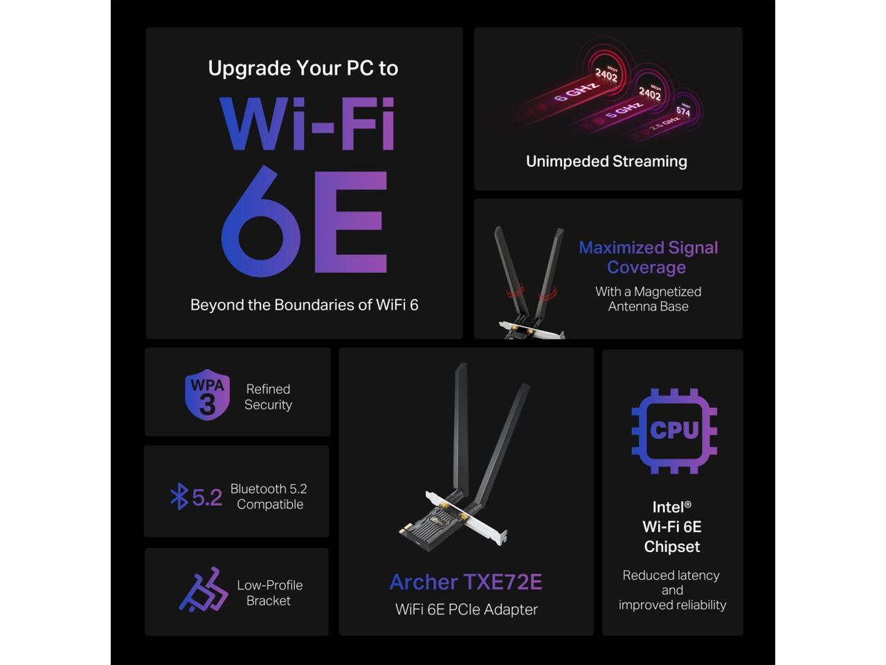 TP-Link Archer TXE72E PCI Express AXE5400 Wi-Fi 6E Bluetooth 5.2 PCIe ...