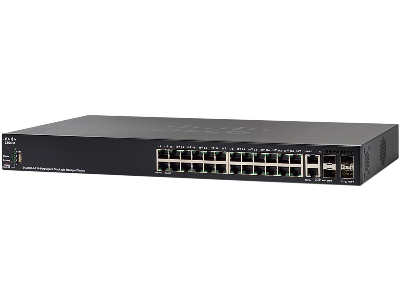 CISCO SG350X-24MP-K9 24-Port Gigabit PoE Stackable Managed Switch ...