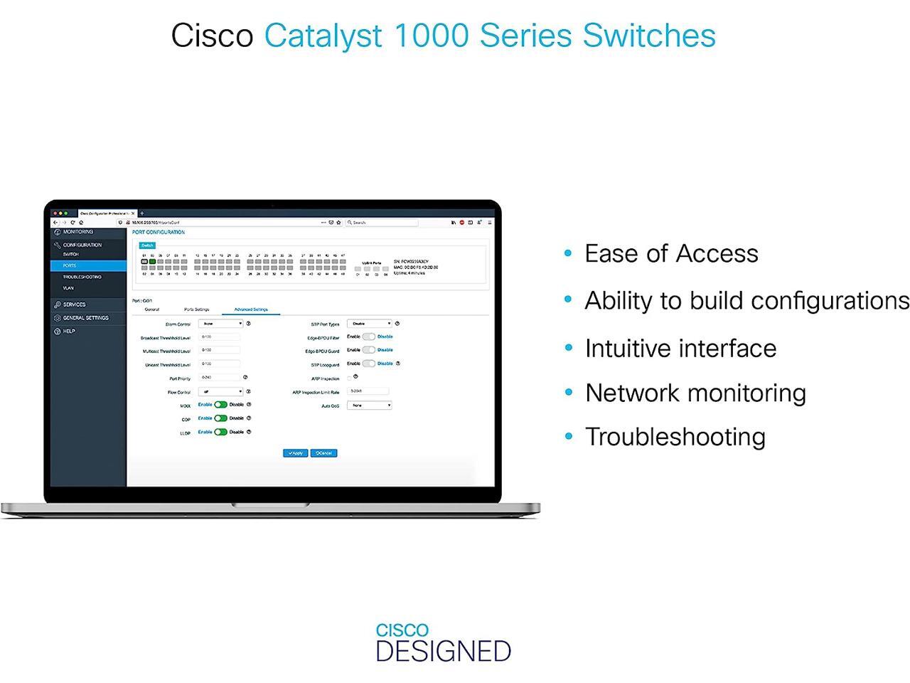 Cisco Catalyst 1000-8FP-E-2G-L Network Switch, 8 Gigabit Ethernet PoE+ ...