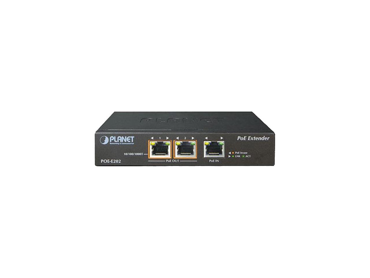 PLANET POE-E202 1-port 802.3at PoE+ to 2-port 802.3af/at Gigabit PoE ...