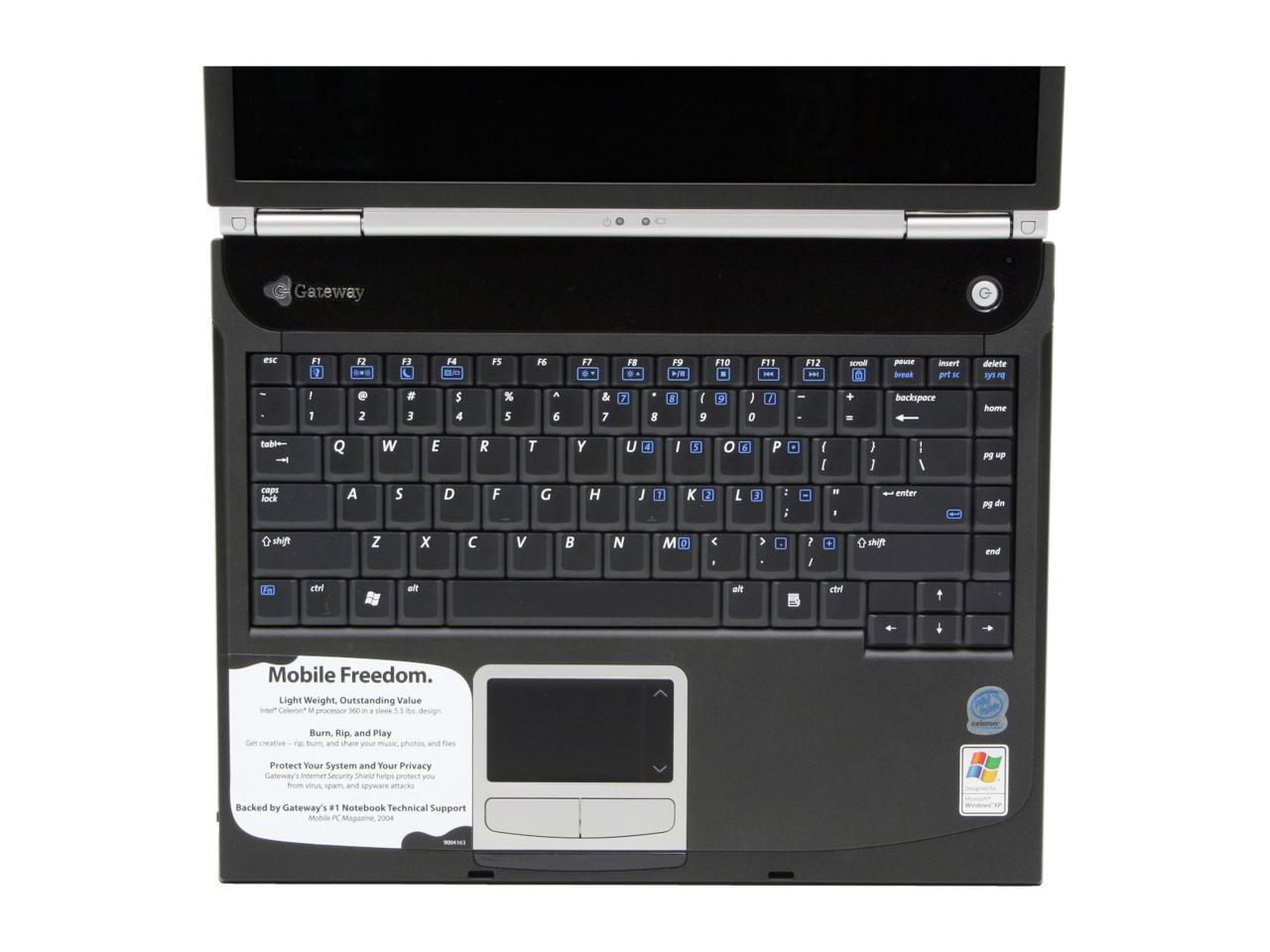 Gateway Laptop Intel Celeron M 360 512MB Memory 60GB HDD Intel Extreme ...