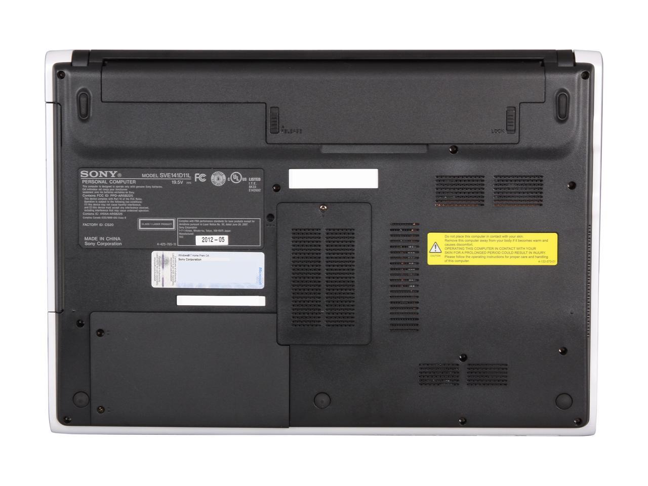 SONY Laptop VAIO Intel Core i5-2450M 6GB Memory 750GB HDD Intel HD ...