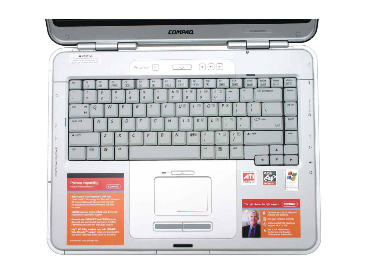 COMPAQ Laptop Presario AMD Athlon 64 3200+ 1GB Memory 80GB HDD ATI ...