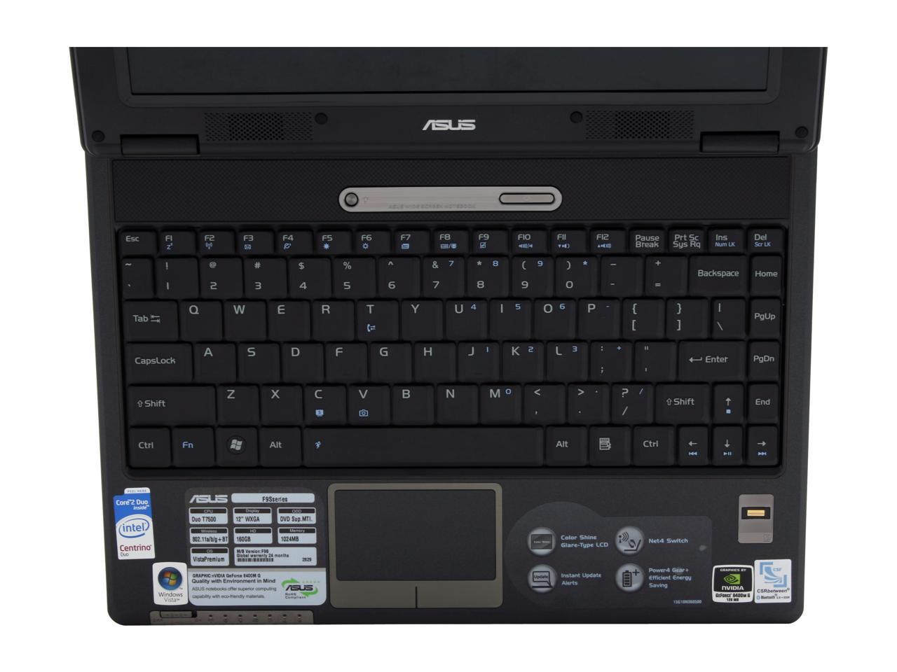 ASUS Laptop F9 Series Intel Core 2 Duo T7500 1GB Memory 160GB HDD ...