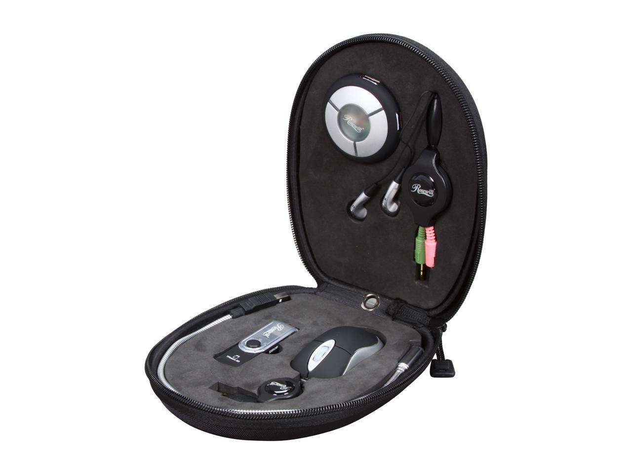 Rosewill Laptop Travel Kit (5 PCs: Mouse, Headset, Card Reader, USB Hub ...