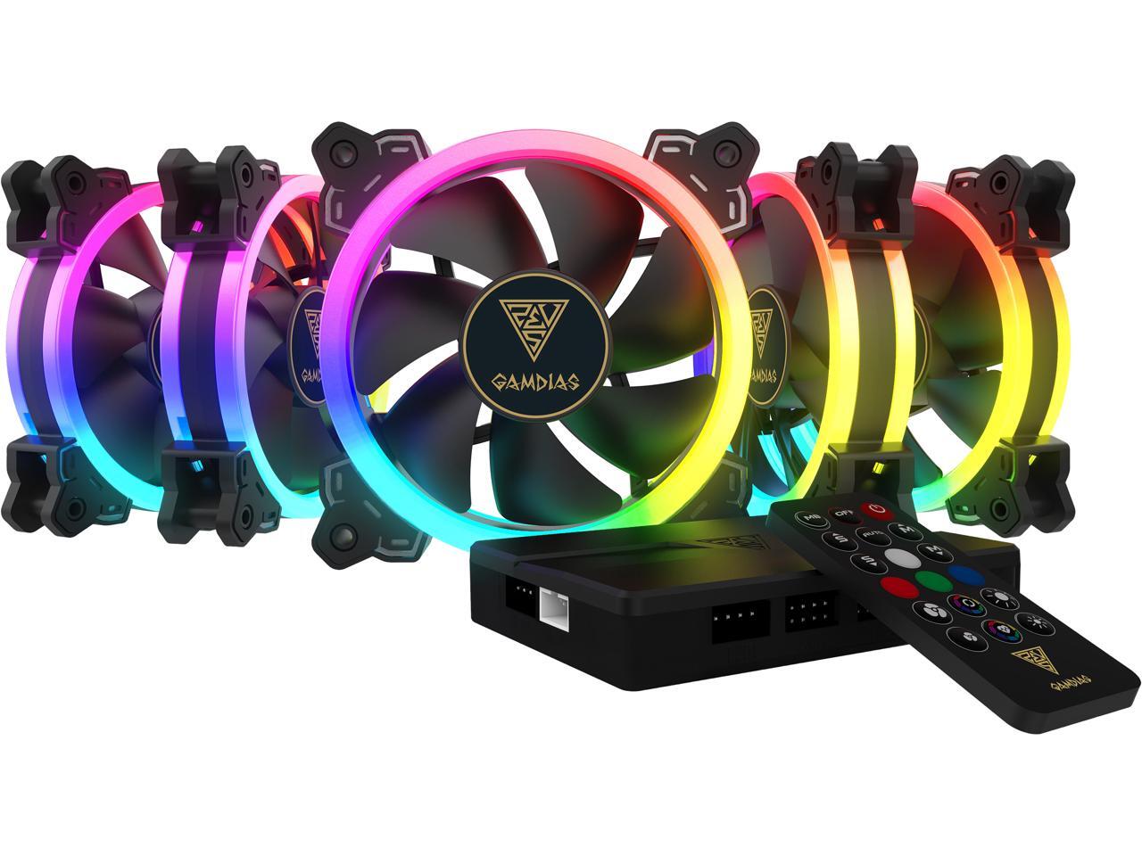 GAMDIAS AEOLUS M1-1205R 120MM RGB 5 in 1 Fan Pack with Controller and ...