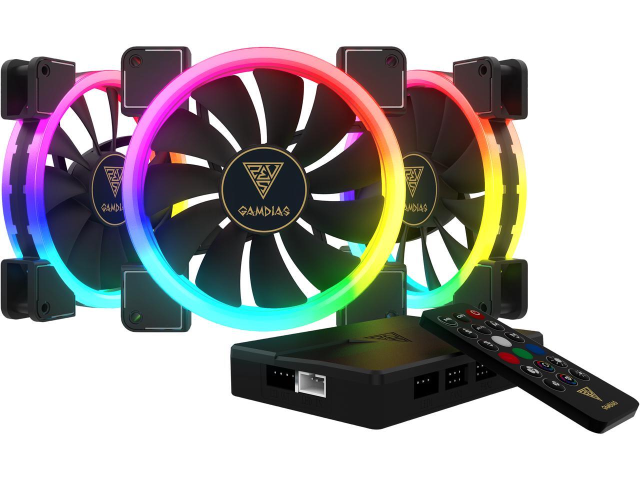 GAMDIAS AEOLUS M1-1403R 140 MM RGB 3 in 1 Fan Pack with Controller and ...