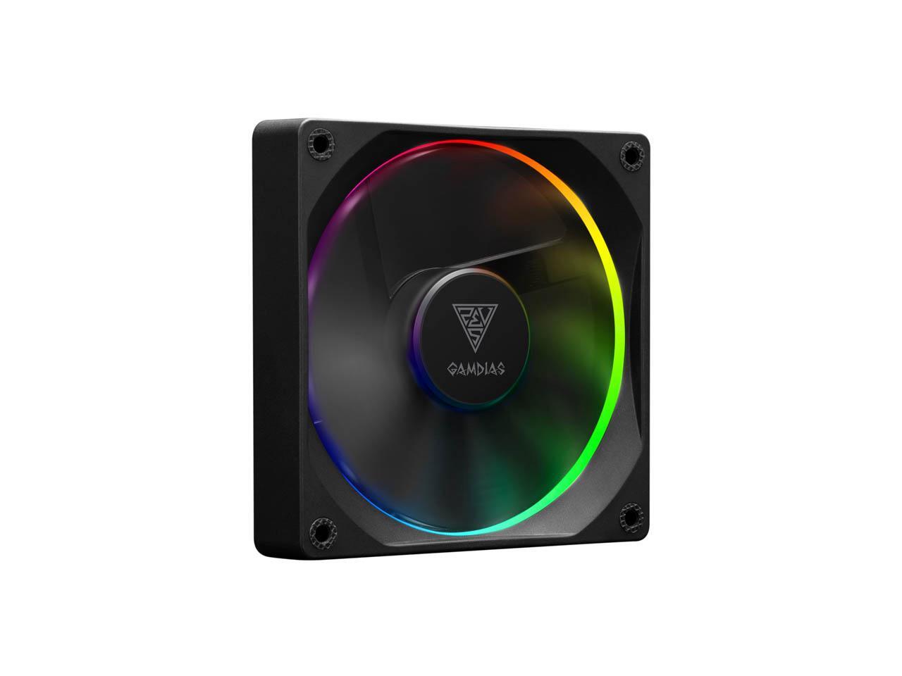 GAMDIAS AEOLUS M3-1204R 120 mm 55 Neon-Flex RGB LED Case Fan 4-Pack ...