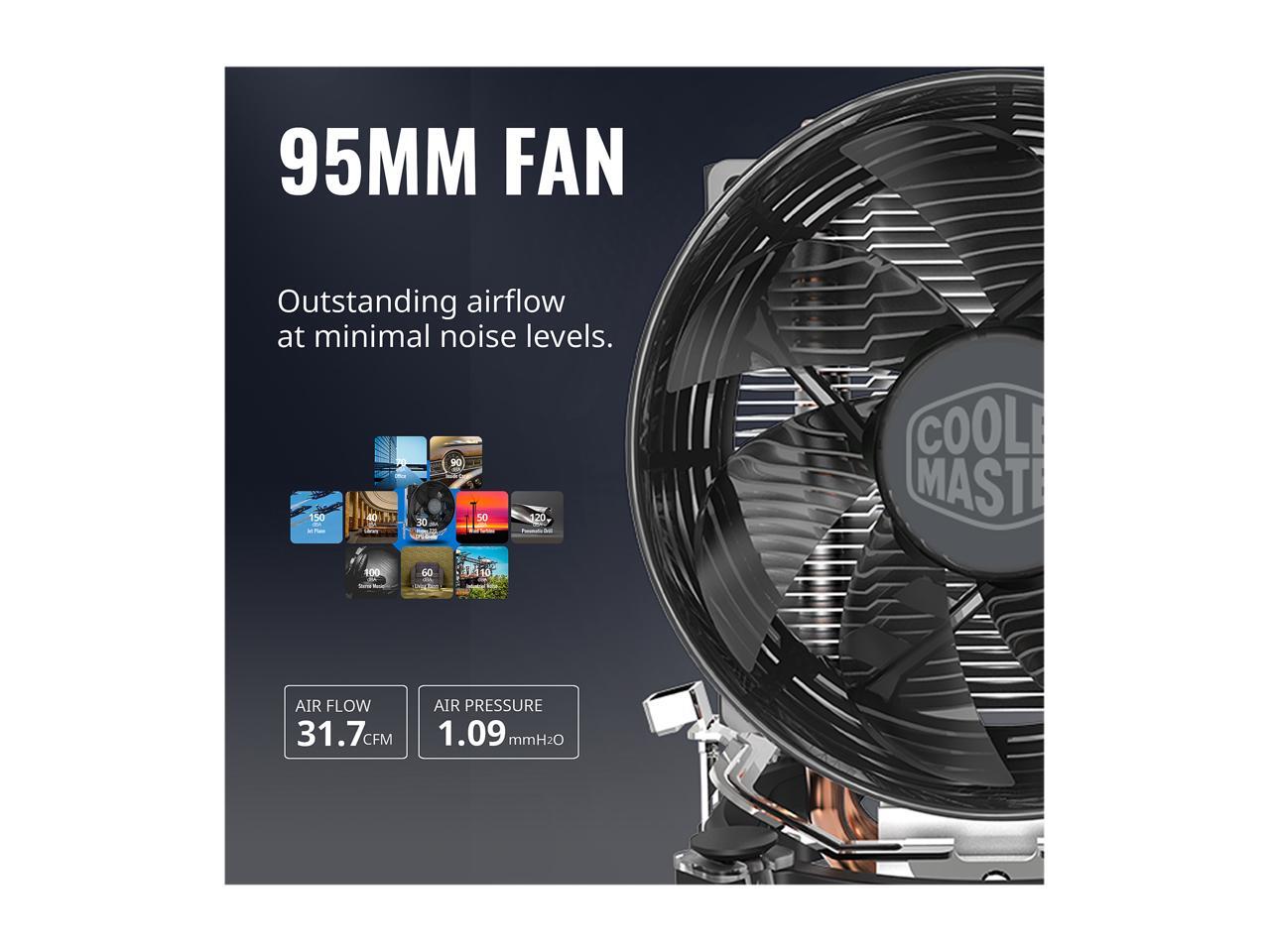 Cooler Master Hyper T20 Compact CPU Air Cooler with 2 Copper Heat Pipes ...