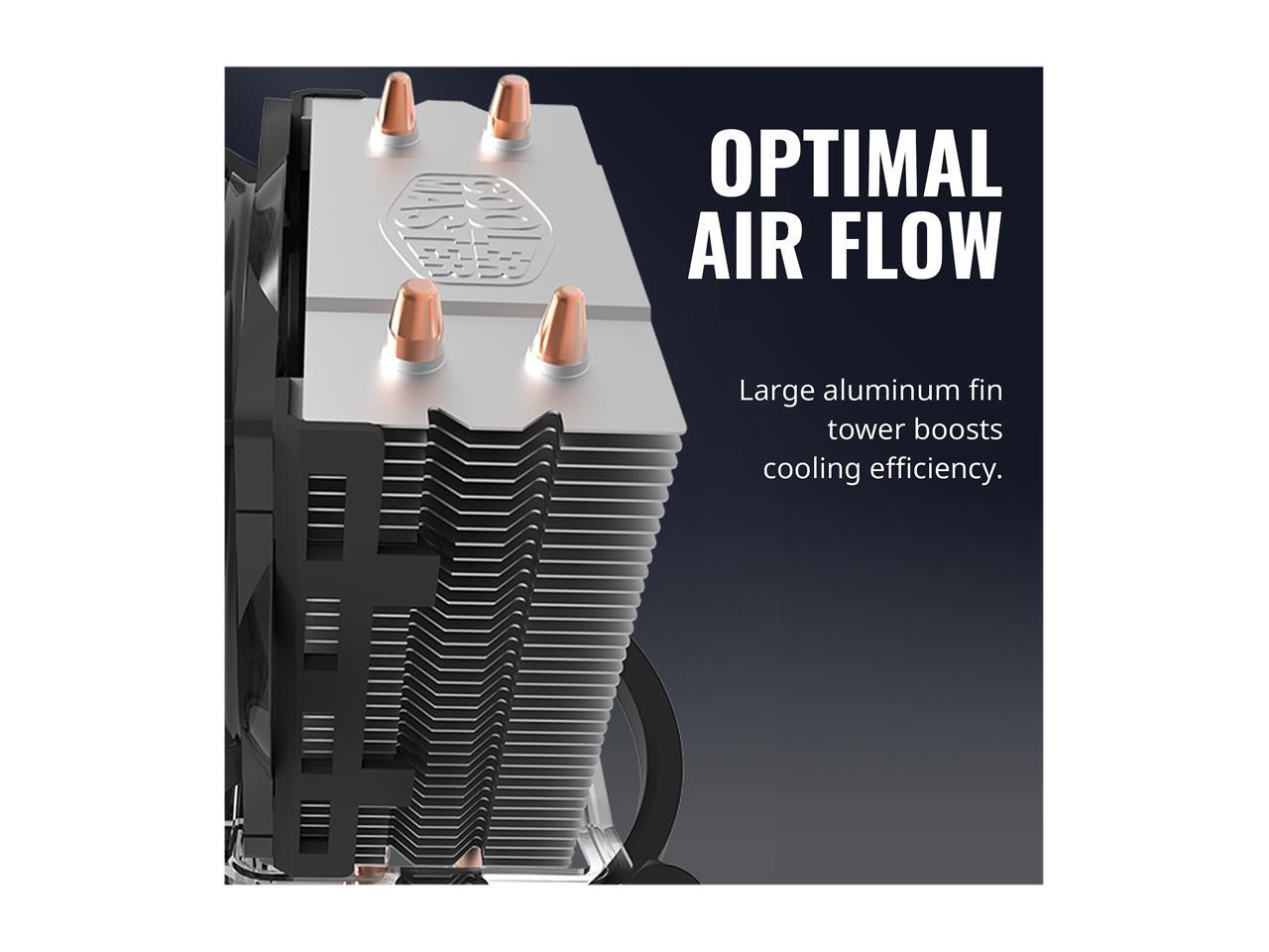 Cooler Master Hyper T20 Compact CPU Air Cooler with 2 Copper Heat Pipes ...