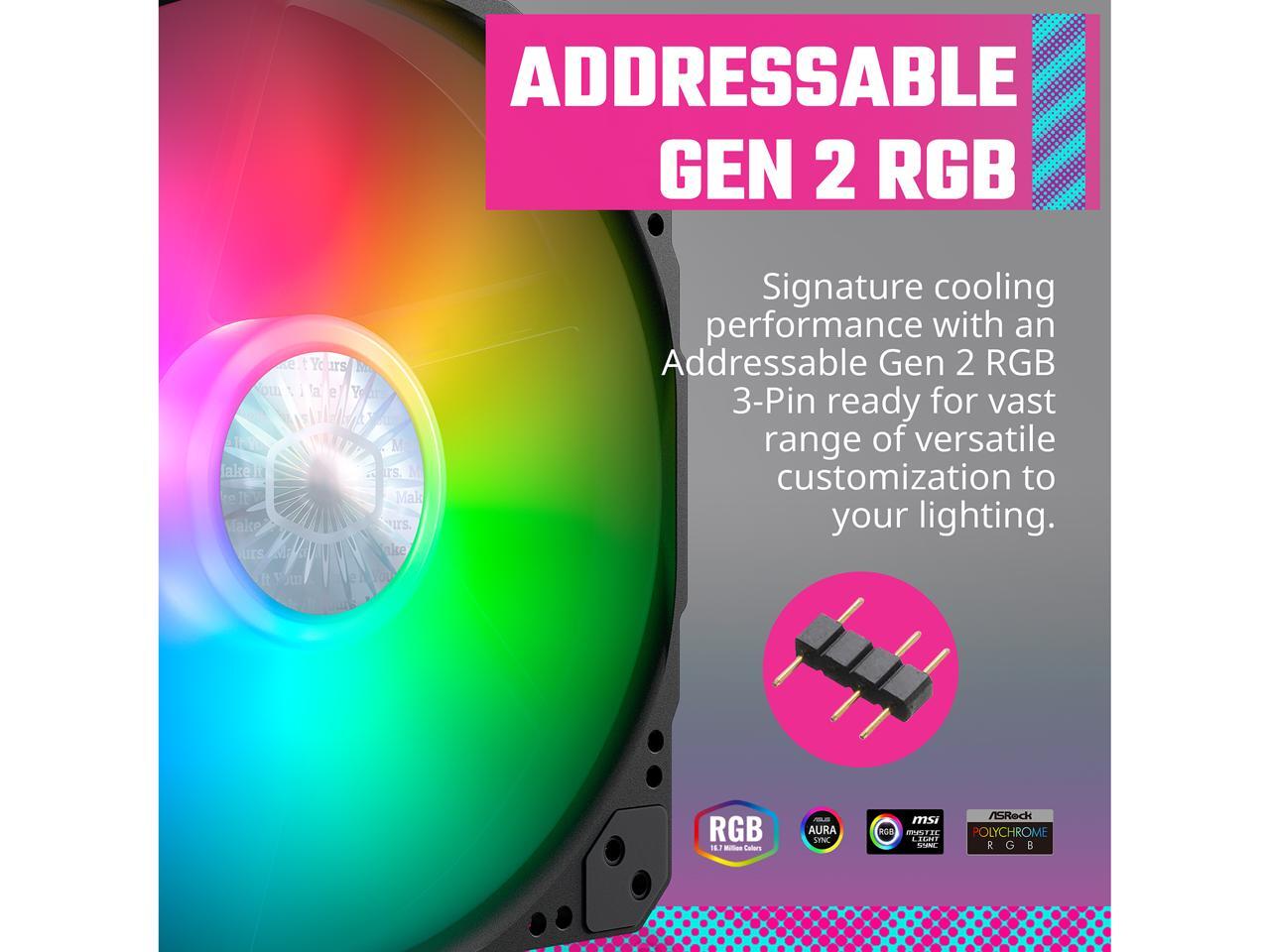 Cooler Master SickleFlow 200 ARGB Gen 2 Square Frame Fan, Customizable ...