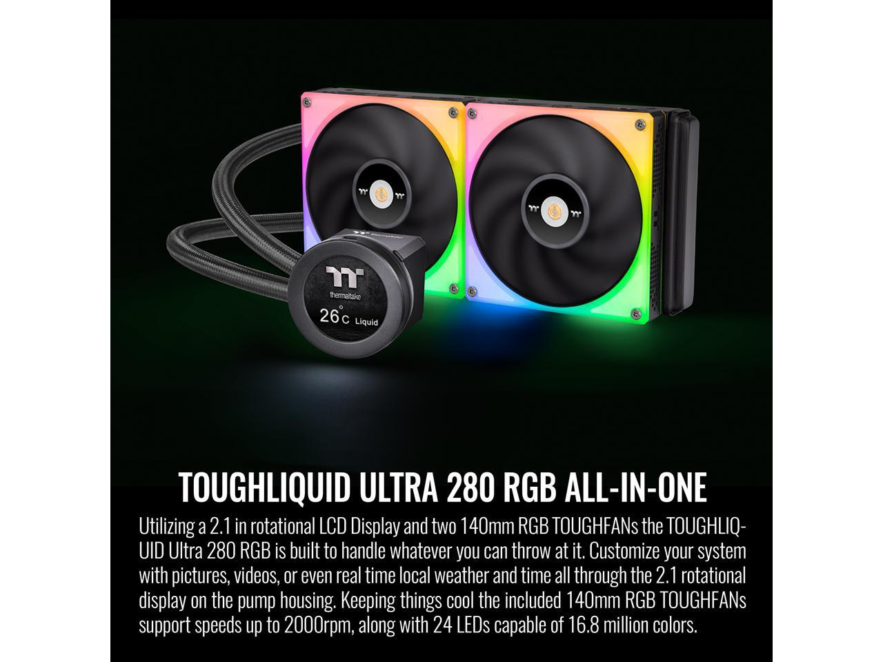 Thermaltake TOUGHLIQUID Ultra 280 RGB CPU Liquid Cooler, AMD(AM5/AM4 ...