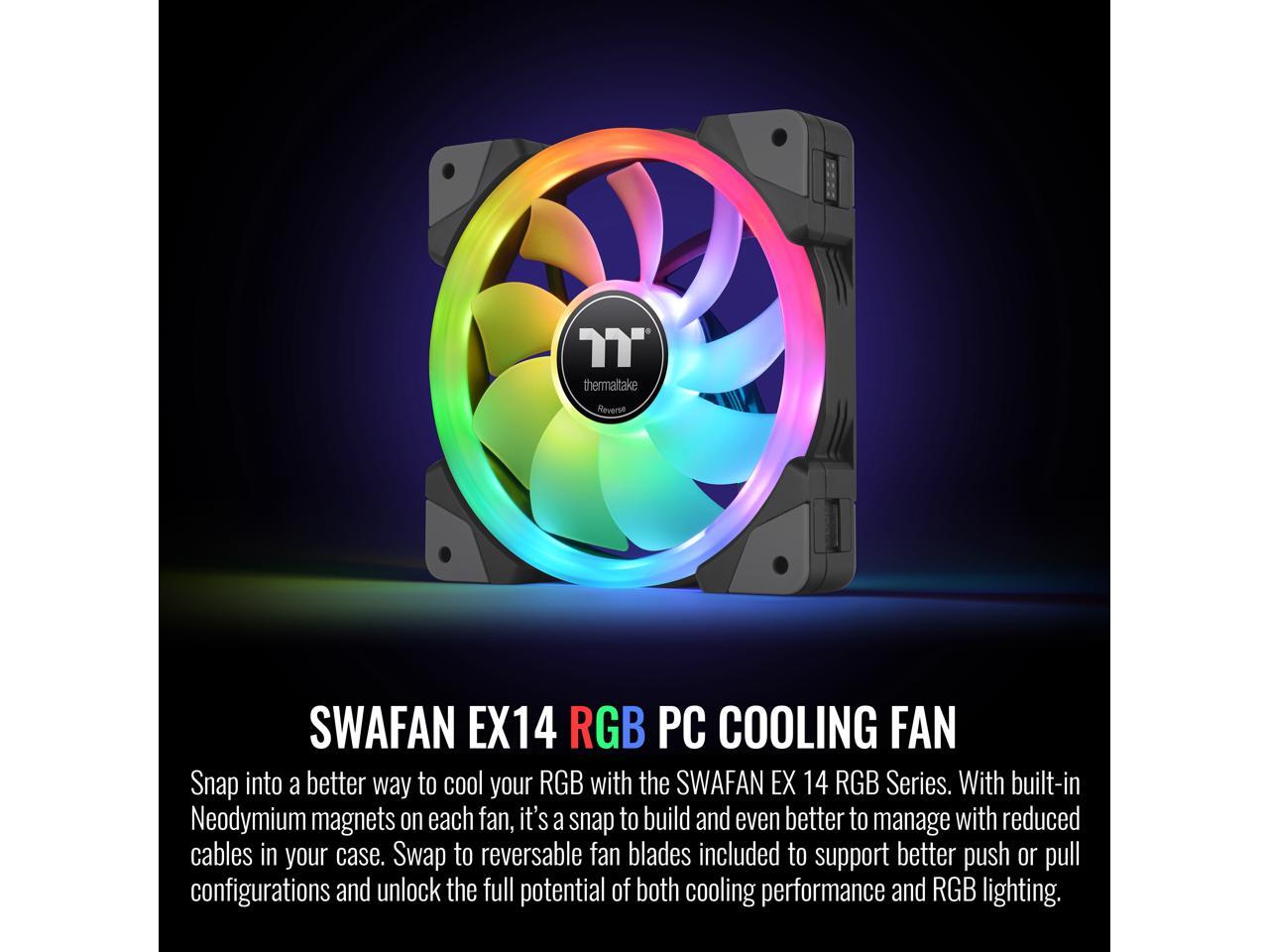 Thermaltake SWAFAN EX 14 RGB PC Cooling Fan, 500 ~ 2000 RPM, Magnetic ...