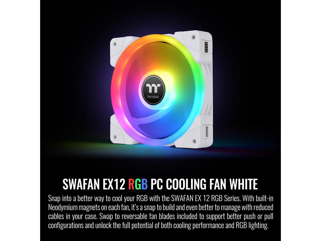 Thermaltake SWAFAN EX 12 RGB PC Cooling Fan White, 500 ~ 2000 RPM ...
