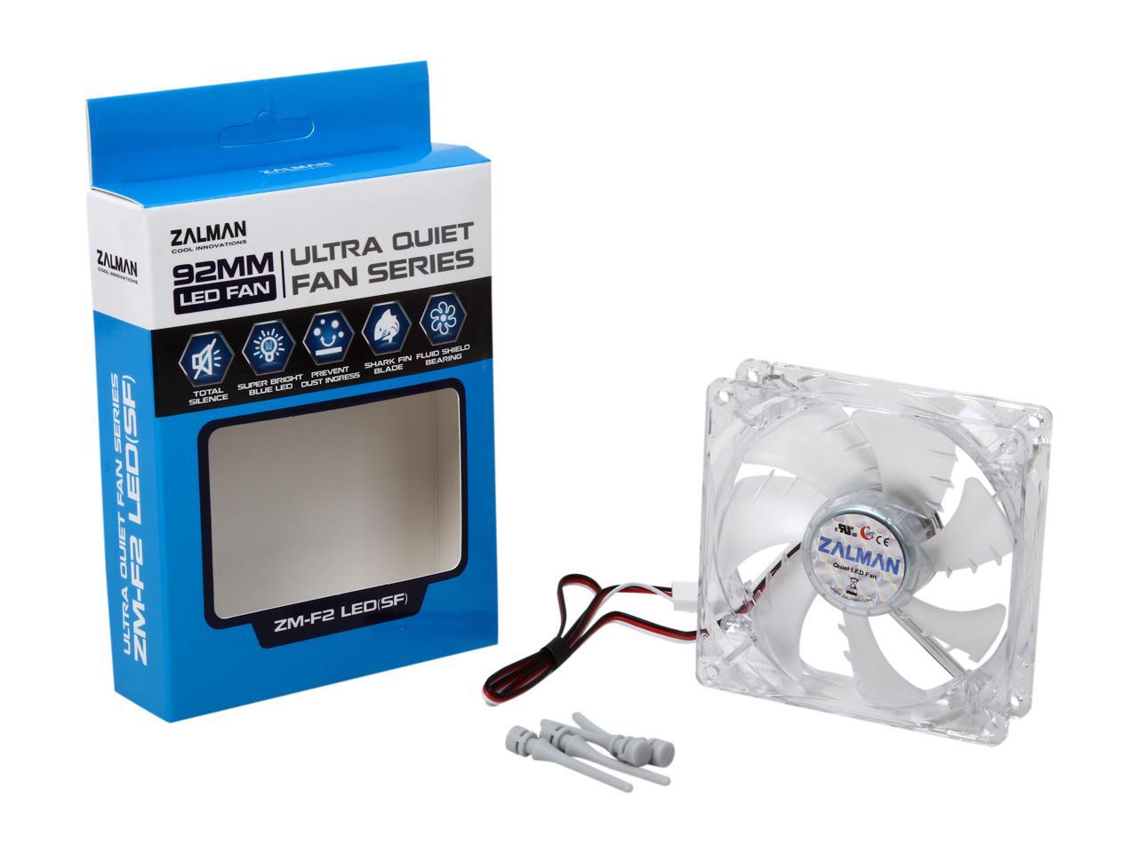 Zalman Ultra Quiet Fan Series F2 LED (SF) 92mm Case Fan w/ Shark-fin ...