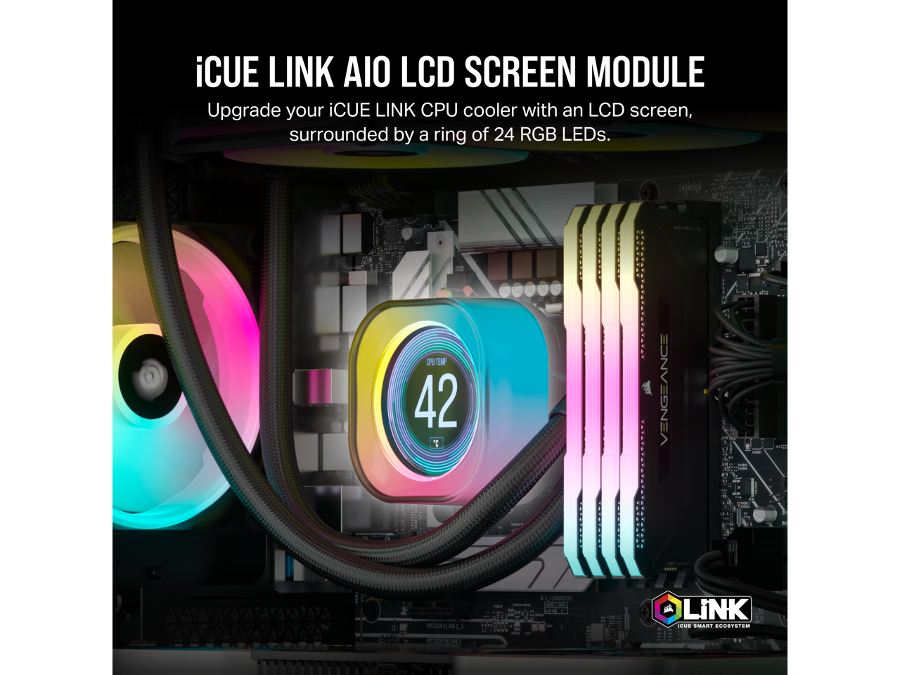 Corsair Icue Link Aio Lcd Screen Module 2 1” Ips Lcd Screen 24