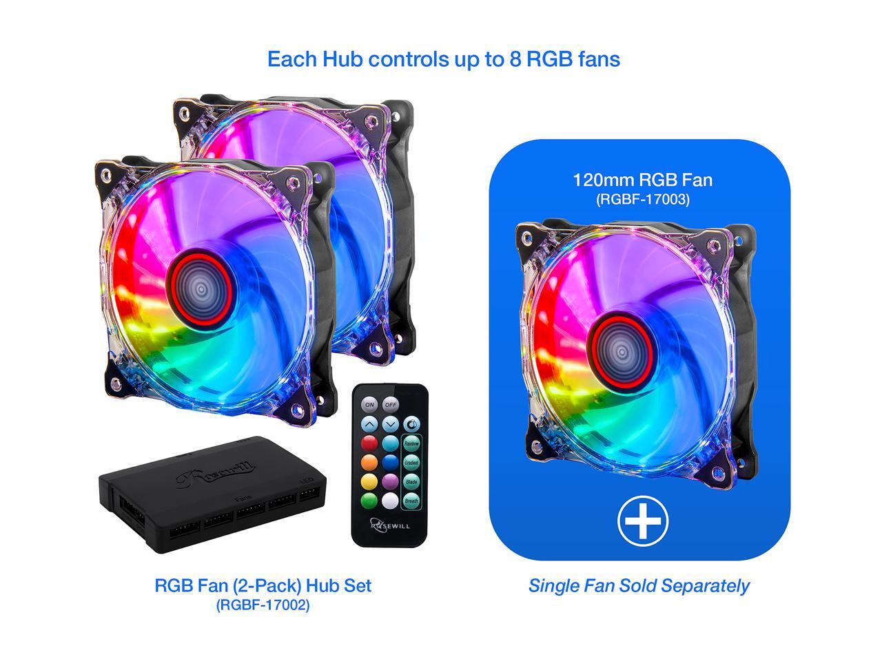 Open Box: Rosewill RGB Case Fan Set, 120mm Case Fans with 17-Key Remote ...