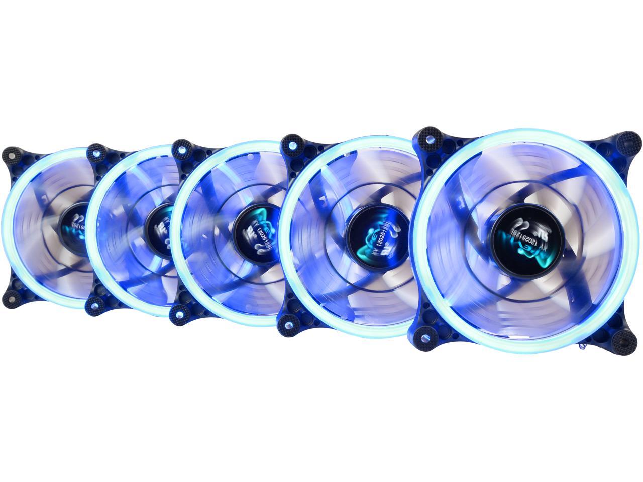 APEVIA 512L-CBL Blue LED 120mm 4pin+3pin Blue LED Case Fan w/ 30 x Blue ...