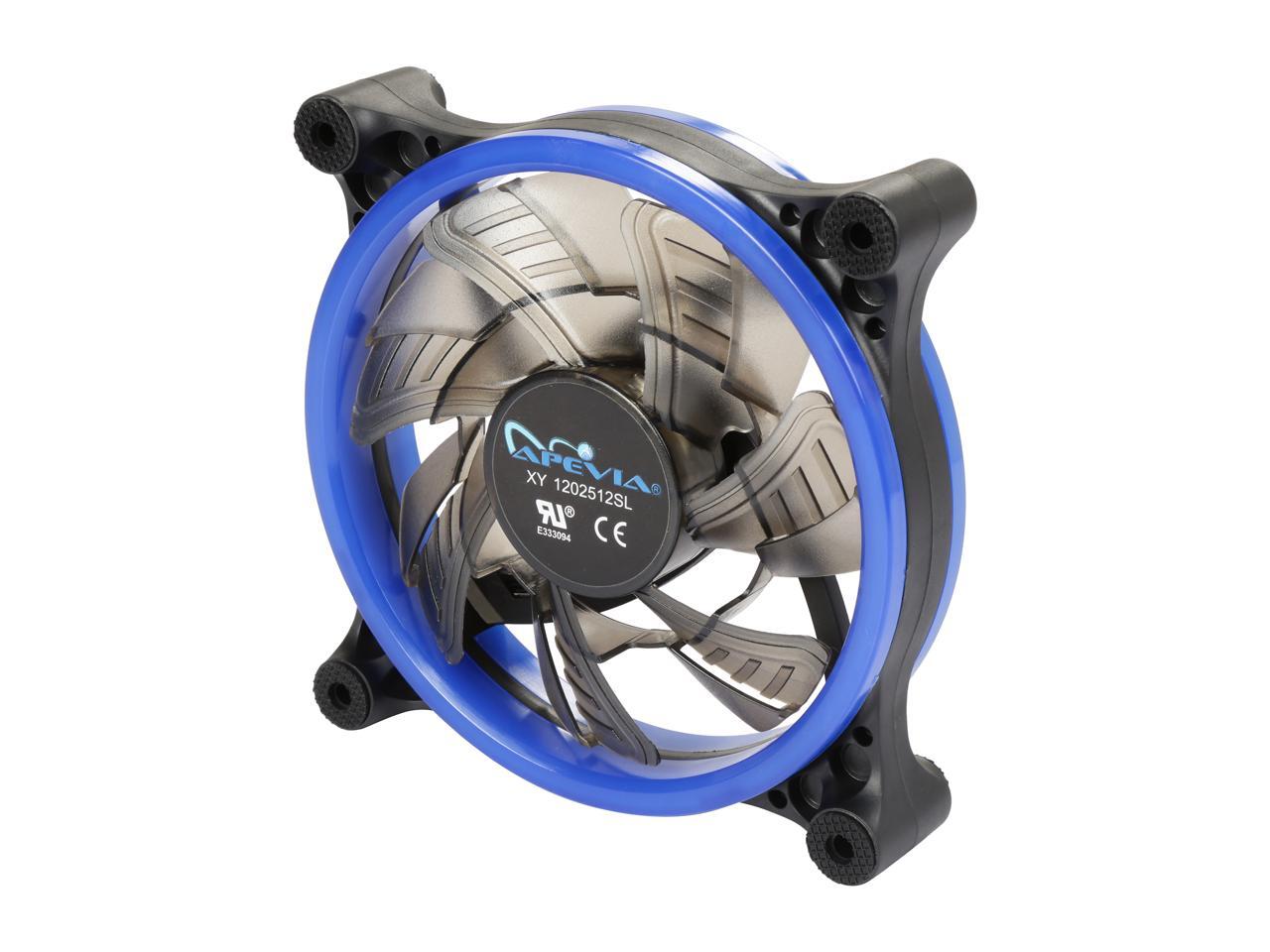 APEVIA 312L-CBL Blue LED 120mm x 120mm x 25mm 4pin+3pin Blue LED Case ...