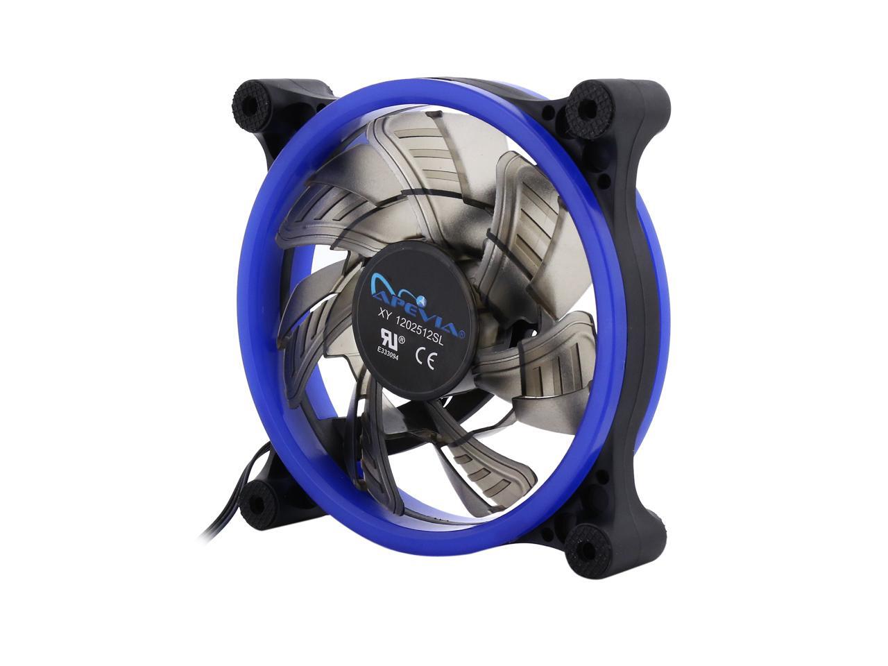 APEVIA 312L-CBL Blue LED 120mm x 120mm x 25mm 4pin+3pin Blue LED Case ...