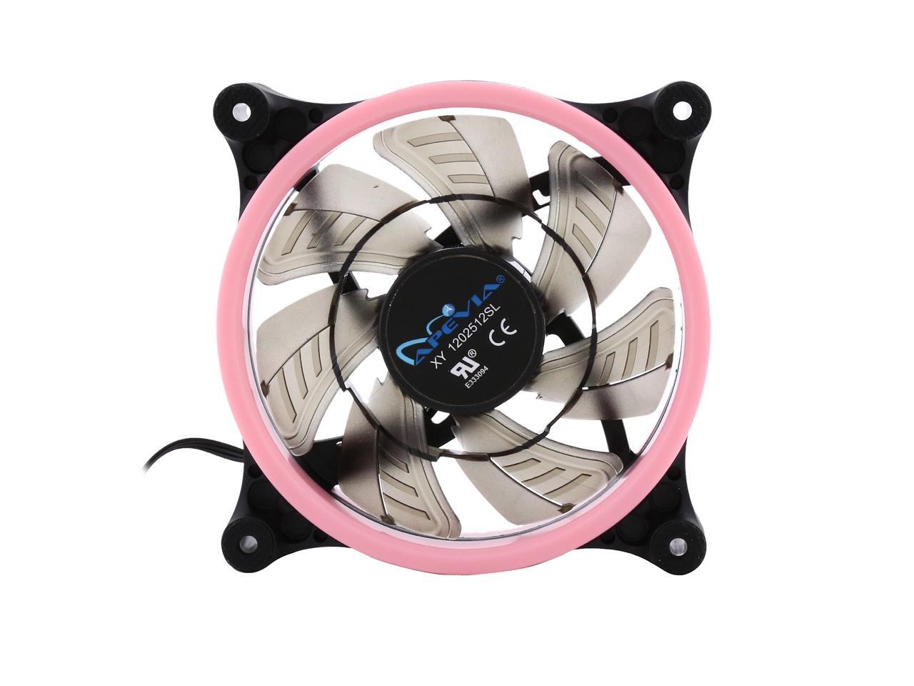 APEVIA 312L-CPK Pink LED 120mm 4pin+3pin Pink LED Case Fan w/ 30 x Pink ...