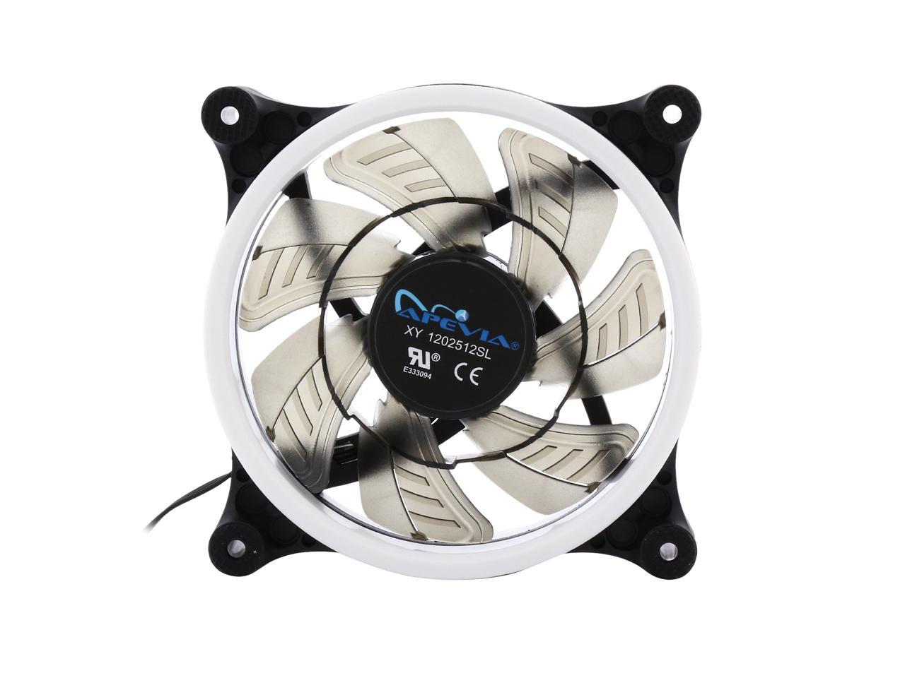 APEVIA 12L-CWH White LED 120mm x 120mm x 25mm 4pin+3pin White LED Case ...