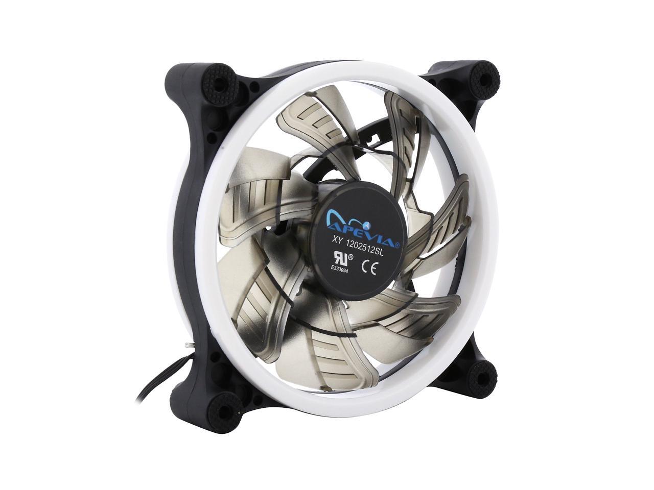 APEVIA 12L-CWH White LED 120mm x 120mm x 25mm 4pin+3pin White LED Case ...